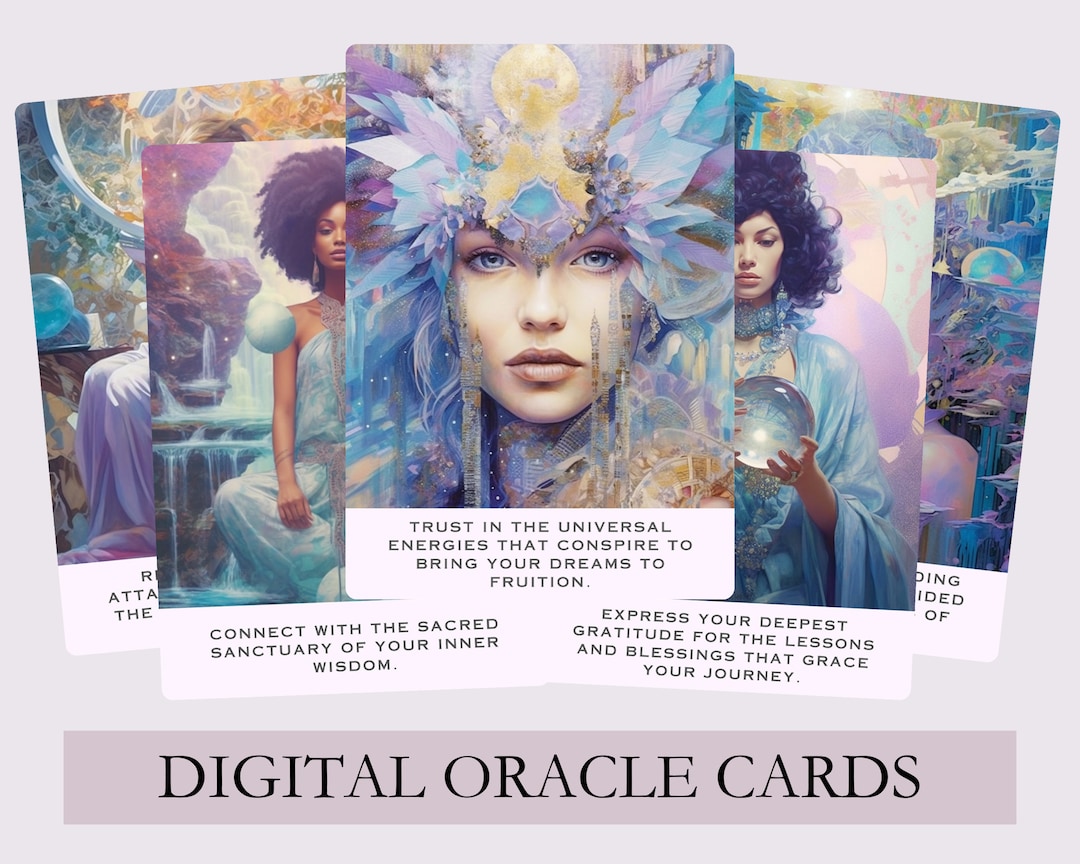 Printable Oracle Cards - Crystal Oracle Cards - Feminine - Digital Oracle Cards - Digital Oracle ...