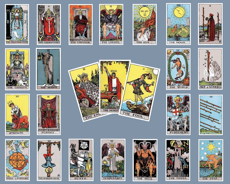 Printable Tarot Cards - Rider Waite Tarot Cards - Digital Tarot Deck ...