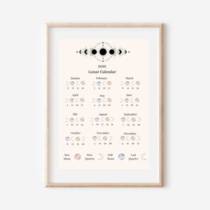 2025 Lunar Calendar Printable | Moon Phase Calendar | Digital Download ...