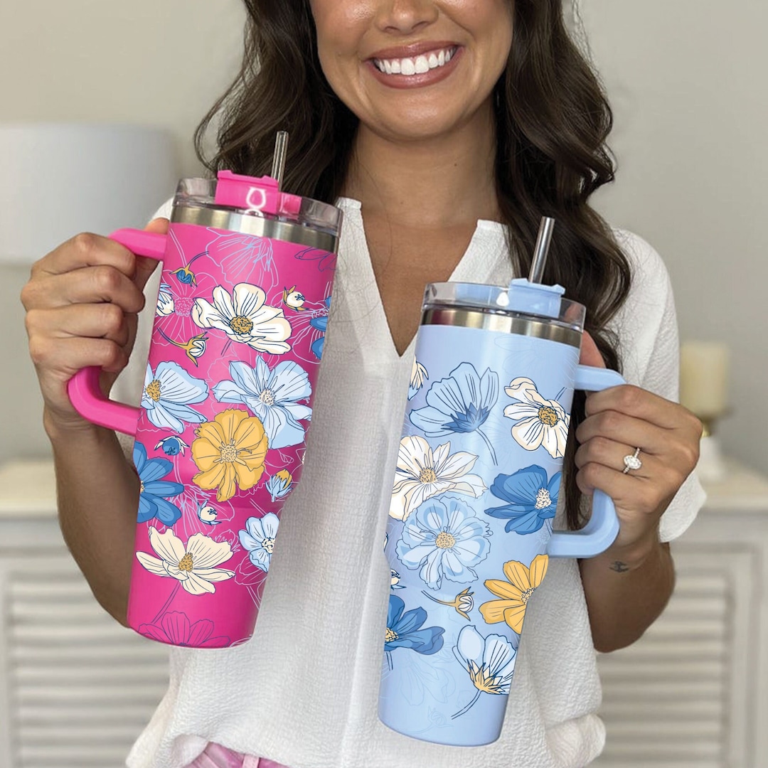 Spring Floral Tumbler 40oz, Flower Bloom 40oz Tumbler, Cute Floral ...