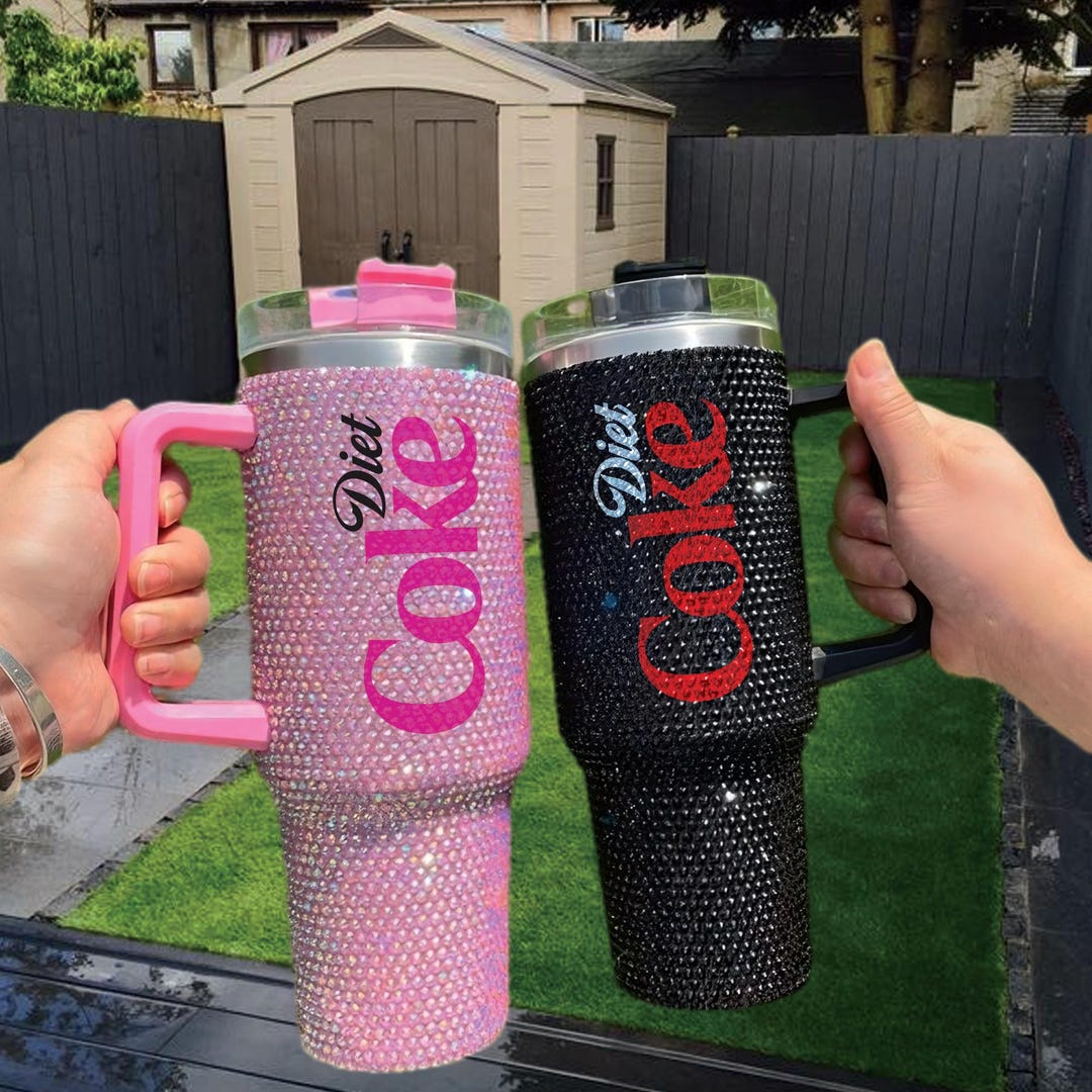 Diet Coke Rhinestone Tumbler 40oz, Diet Coke Bling Tumbler, Studded ...