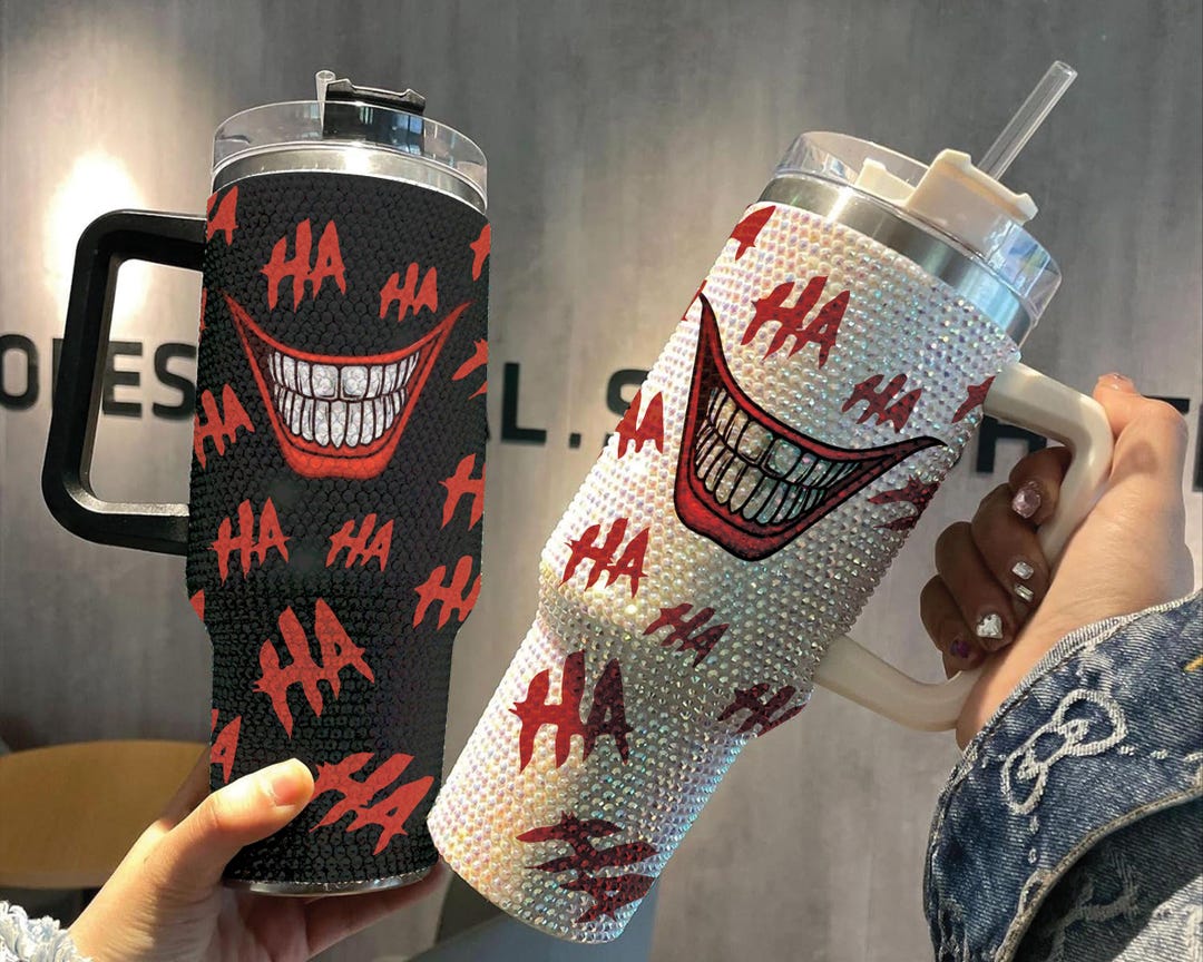 Hahaha Ha Ha Ha Clown Smile Rhinestone Tumbler 40oz, Horror Bling Cup ...