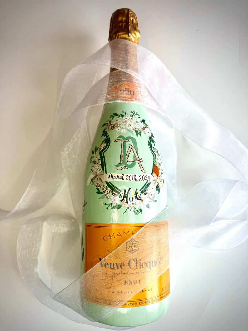 Custom Painted Champagne Bottle Uniquely Yours Wedding - Etsy