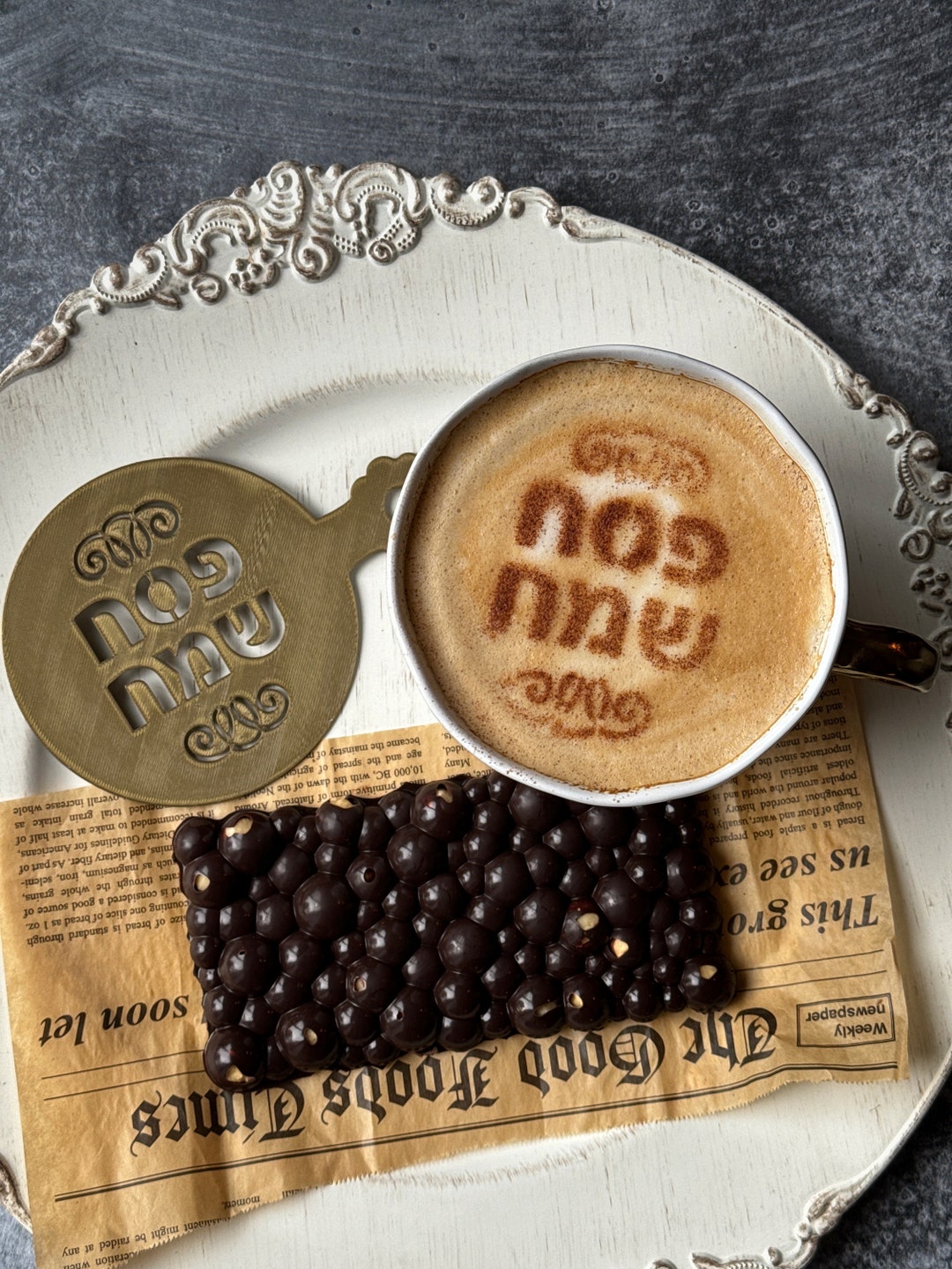 Pesah Sameah Jewish Passover Coffee Stencil Produced by 3D Kitchen Art ...