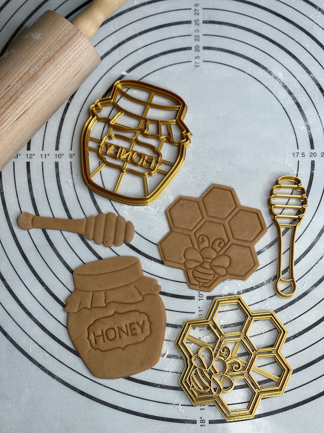 Premium Quality Set of 3 Cookie Cutters and Molds Honey Jar 4", Honey ...
