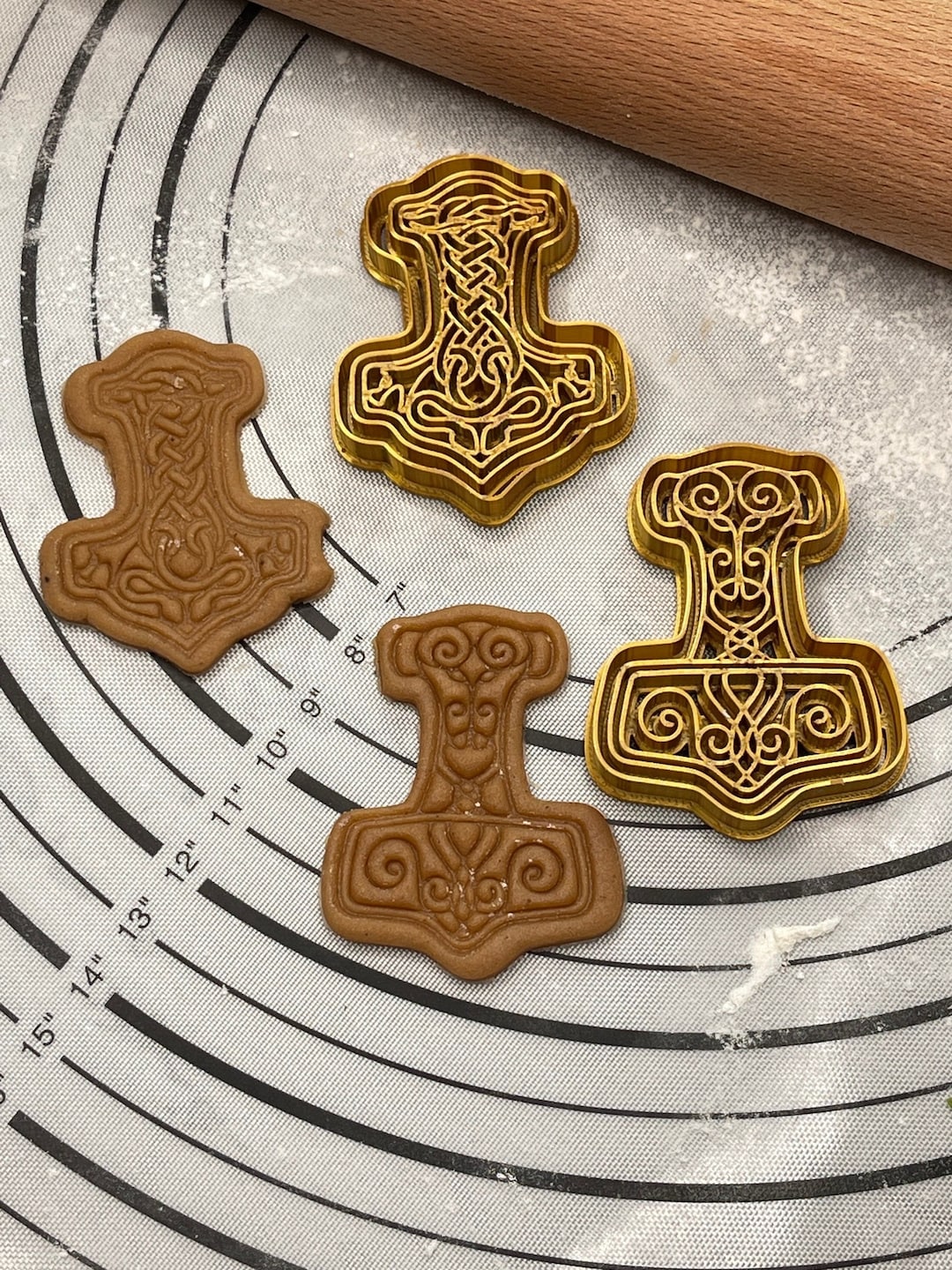 Set of 2 Golden Mjolners Viking Cookie Cutter & Mold Produced by 3D ...