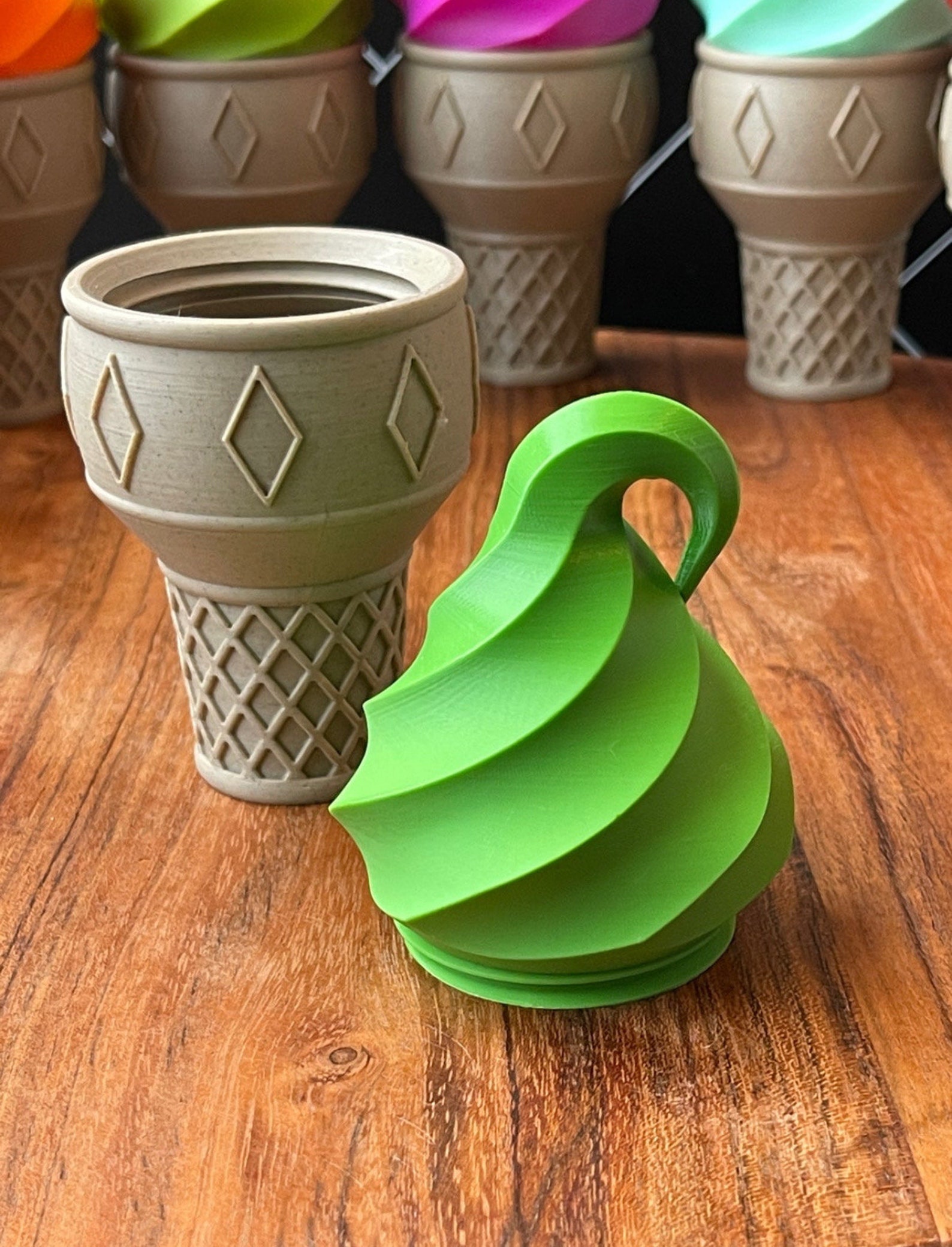 3D Printed pistachio Ice Cream Cone Box Produced by 3D - Etsy