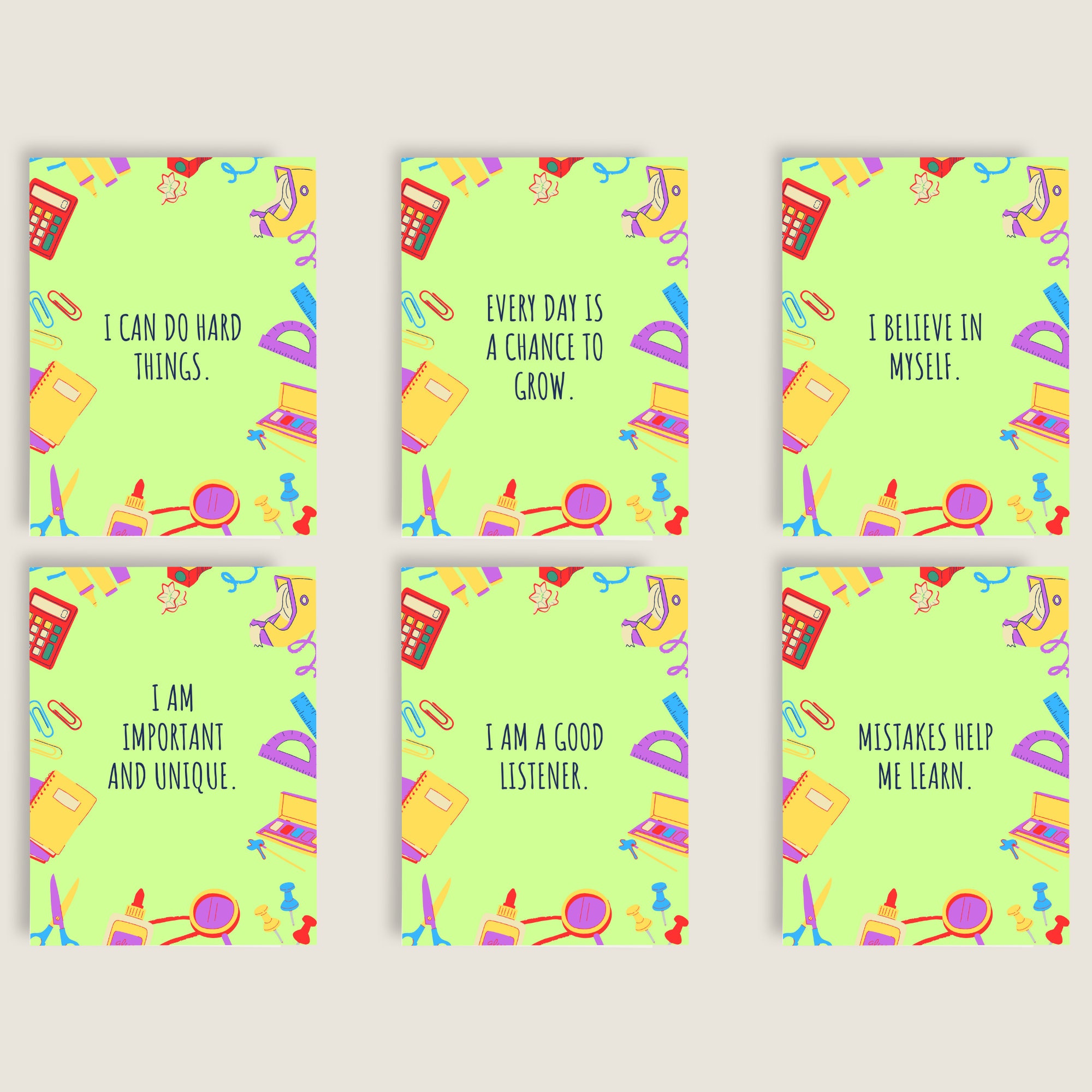 50 Kids Affirmation Cards Back to School Editable on Canva - Etsy