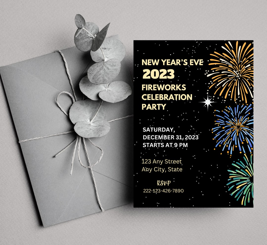 New Year's Eve Fireworks Party Invitation Midnight - Etsy