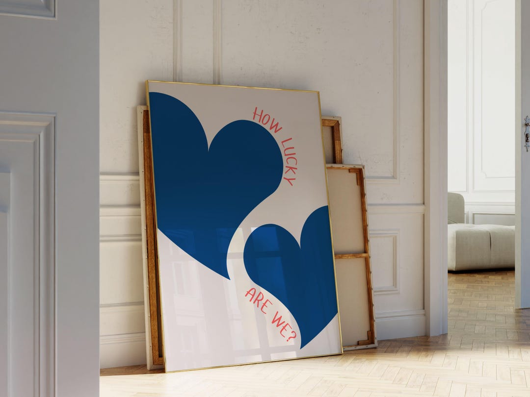Navy Blue Heart Wall Art Print: Retro Dorm Decor (digital Download) - Etsy
