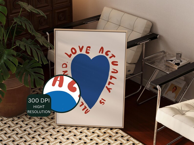 Blue Heart 'love Actually' Quote Print | Romantic Home Decor (digital ...