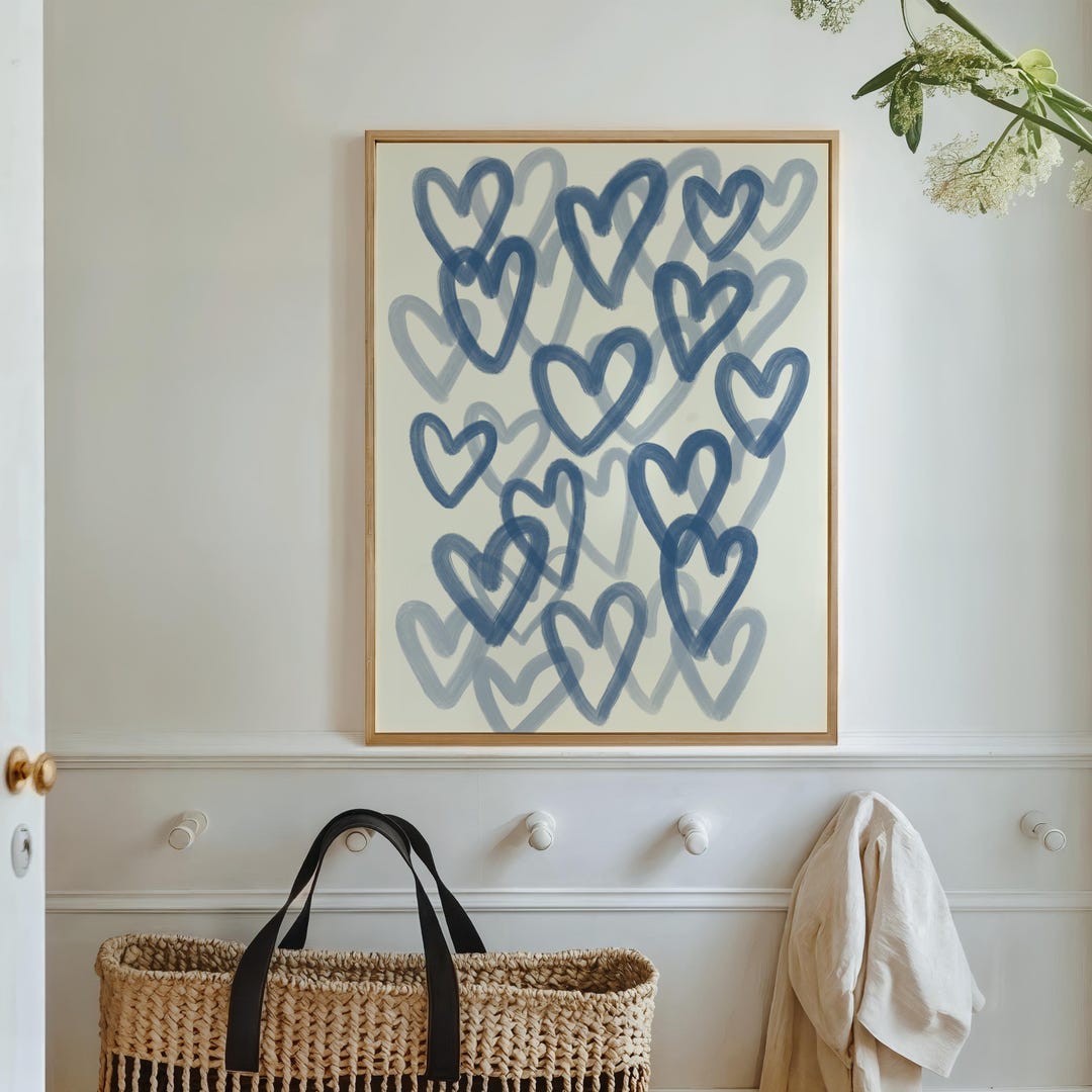 Blue Heart Wall Art Printable, Abstract Love Art Print, Modern ...