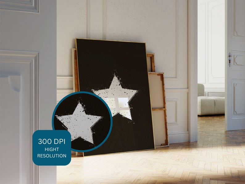 Retro Hand Drawn Star Wall Art, Digital Download Printable, Trendy ...