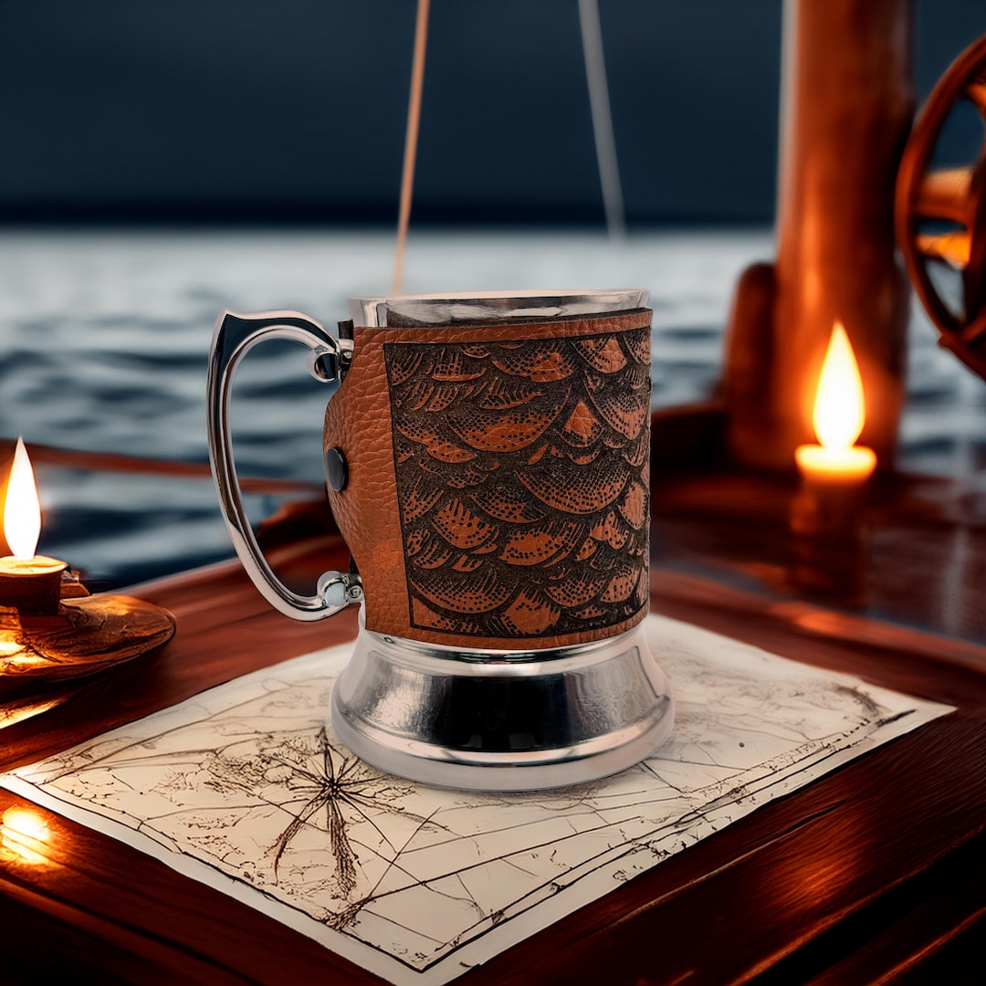 Dnd Dragon Scales Leather Wrapped Tankard | "here There Be Dragons ...