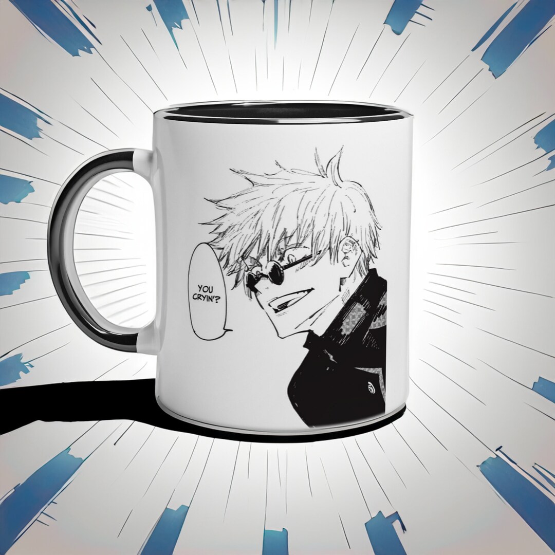 Jujutsu Kaisen Mug | Satoru Gojo | You Cryin'? | Manga Panel | Black ...