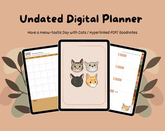 UNDATED Cute Cat Themed Monthly ADHD Planner Digital & - Etsy