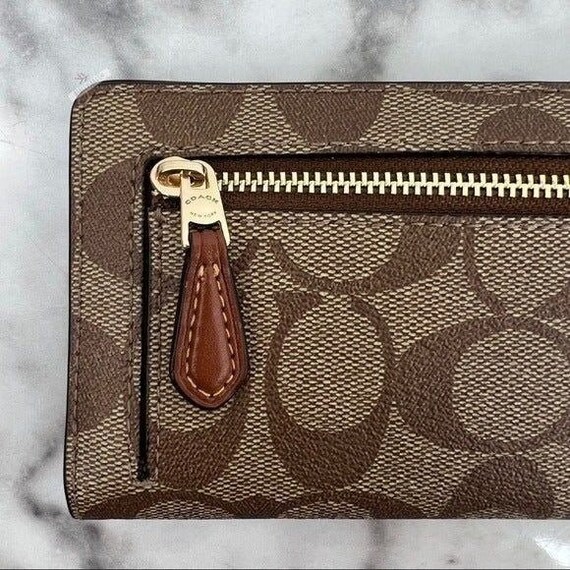 Coach Slim Wallet In Signature Canvas With Coach Radi… - Gem