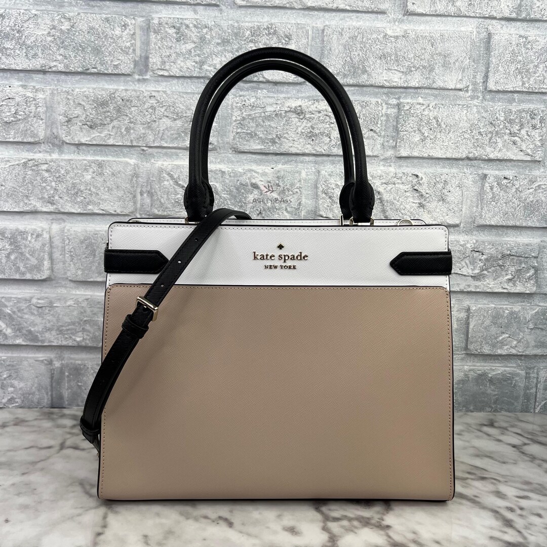 Kate Spade Staci Warm Beige Colorblock Large Satchel Crossbody - Etsy
