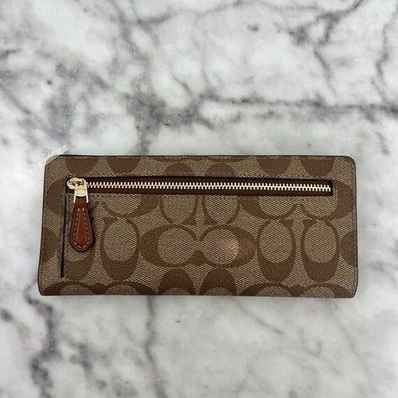 Coach Slim Wallet In Signature Canvas With Coach Radi… - Gem