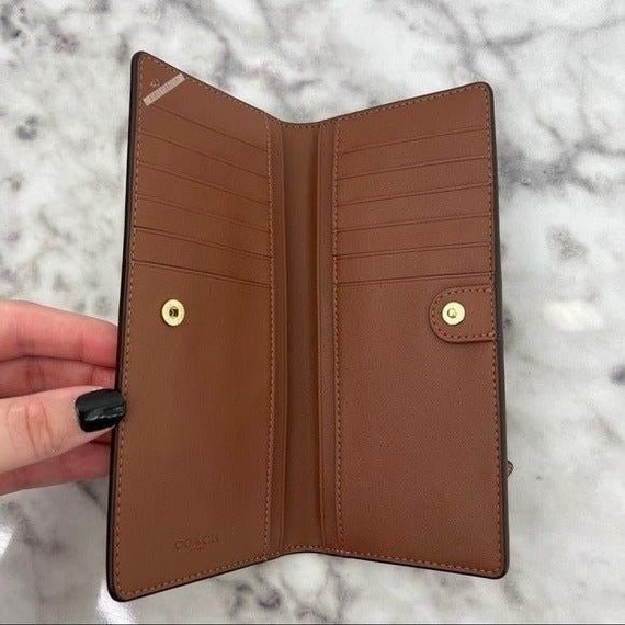 Coach Slim Wallet In Signature Canvas With Coach Radi… - Gem