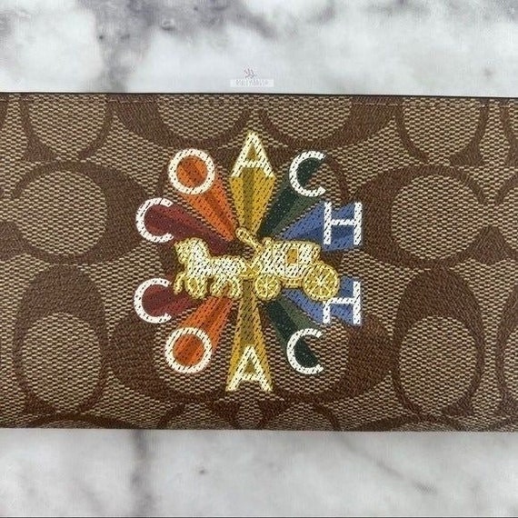 Coach Slim Wallet In Signature Canvas With Coach Radi… - Gem