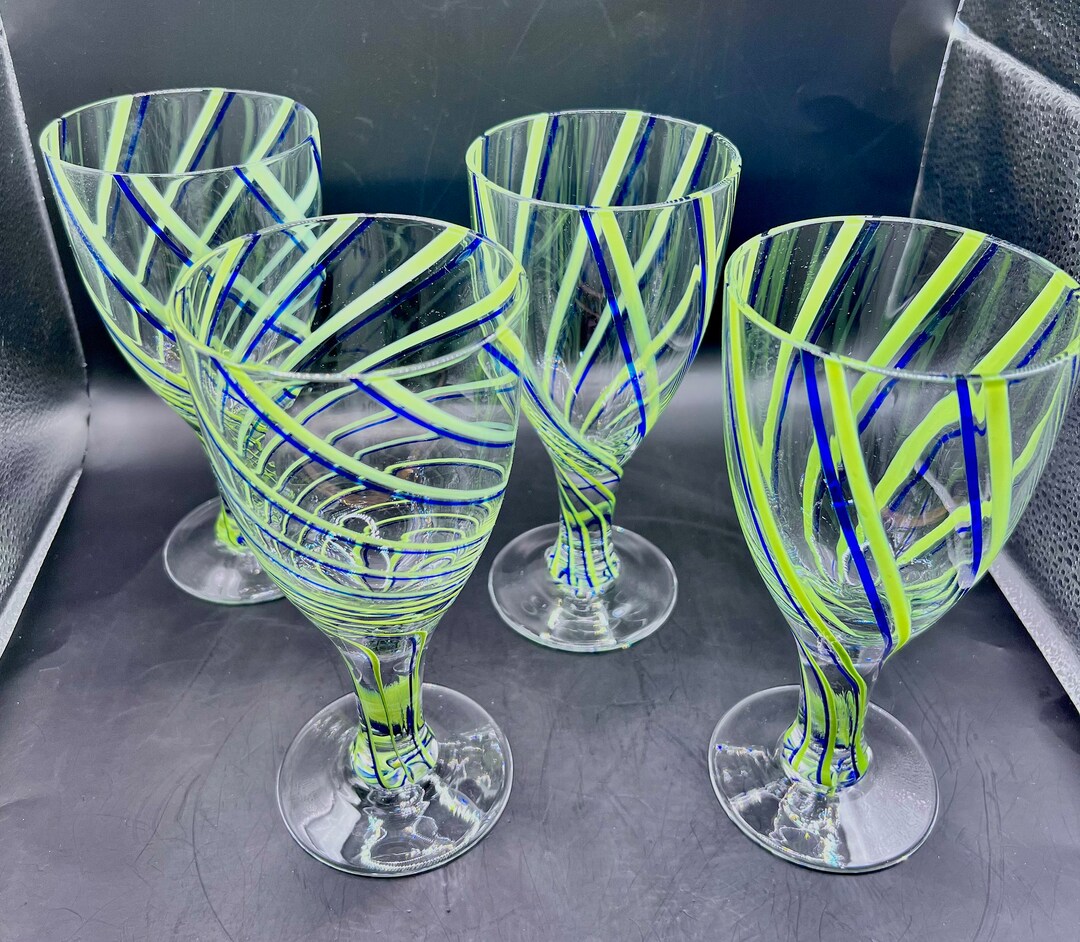Vintage Eastern Blown Glass Swirl Pattern Wine Glasses - Etsy