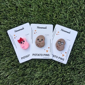 Happy Potato Pin - Cute, Kawaii Brown Potato With Smile - Handmade Clay ...