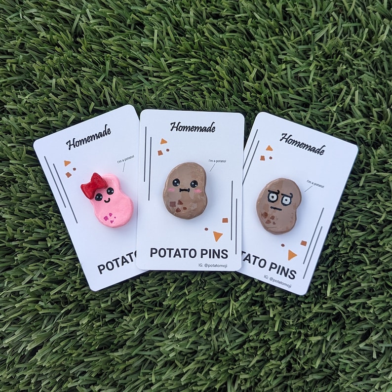 Crying Potato Pin - Cute, Kawaii Brown Potato With Tears - Handmade ...