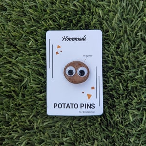 Googly Eyes Potato Pin - Cute, Kawaii Brown Potato - Handmade Clay Pin ...