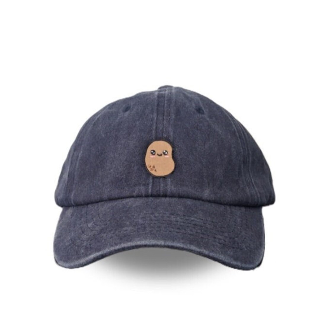 Potato Dad Hat - Blue Denim Baseball Cap With Happy, Cute Brown Potato ...