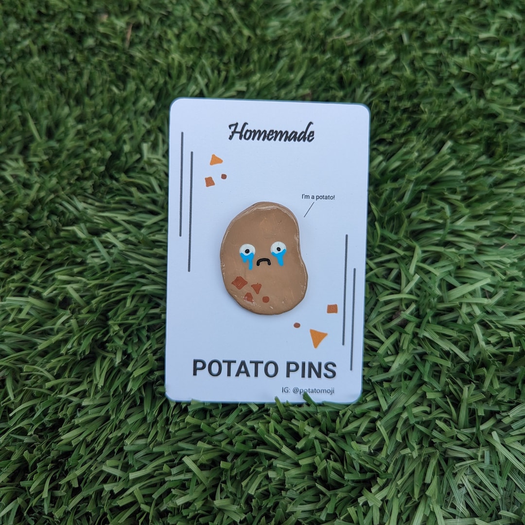Crying Potato Pin - Cute, Kawaii Brown Potato With Tears - Handmade ...