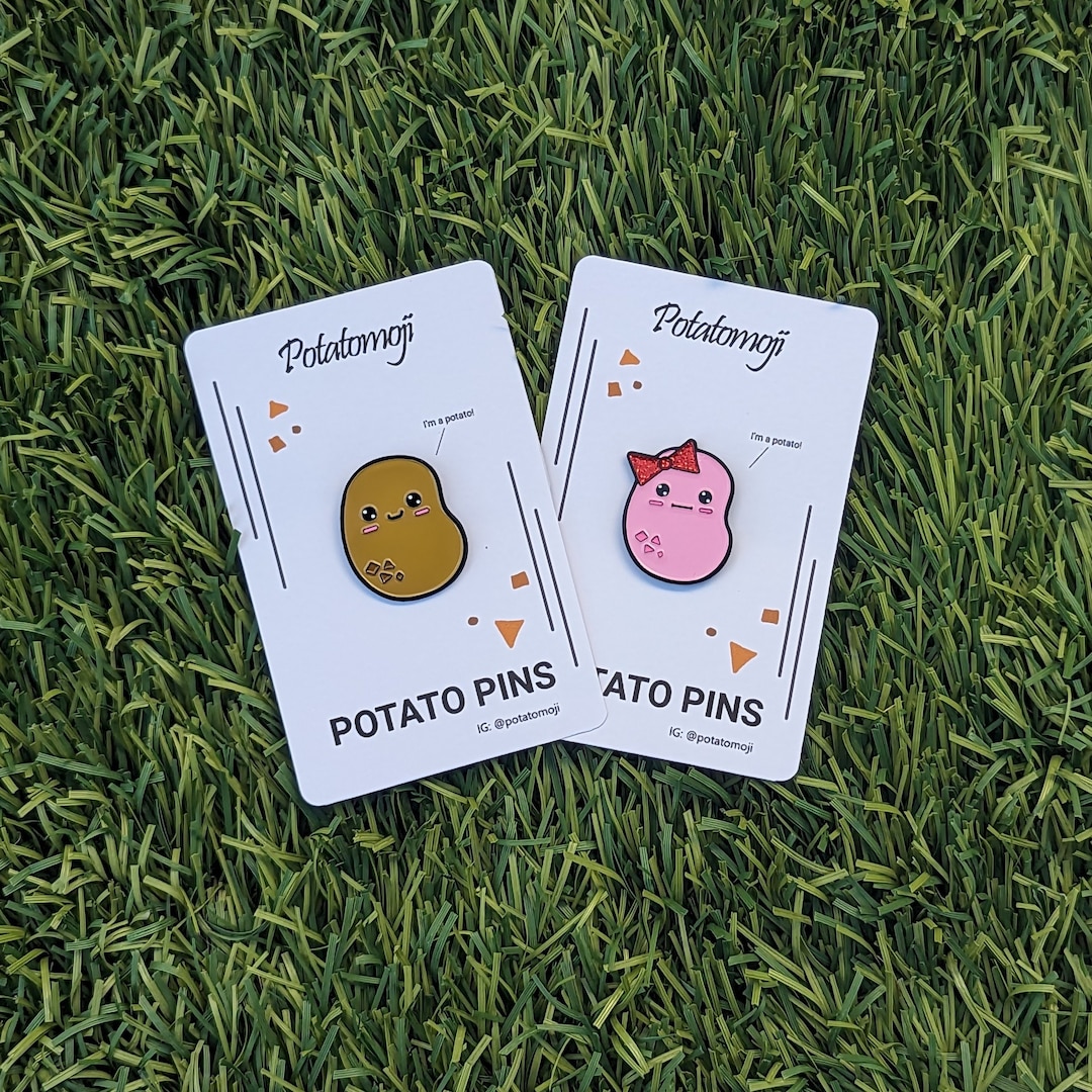 Potato Boy and Girl Enamel Pin Combo Set - Cute, Kawaii Boy + Glitter ...