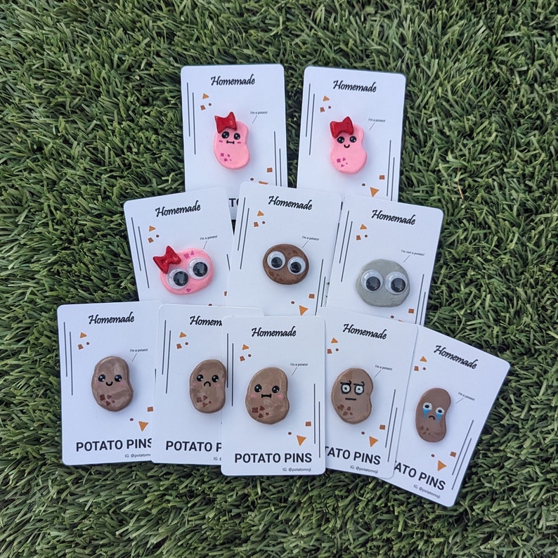 Crying Potato Pin - Cute, Kawaii Brown Potato With Tears - Handmade ...