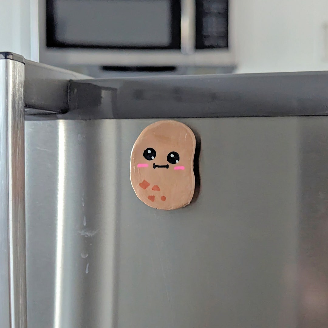 Cute Potato Magnet - Kawaii Brown Potato With Meh Face - Refrigerator ...
