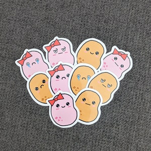 Happy Potato Girl Sticker - Vinyl, Waterproof - Cute, Kawaii Pink ...