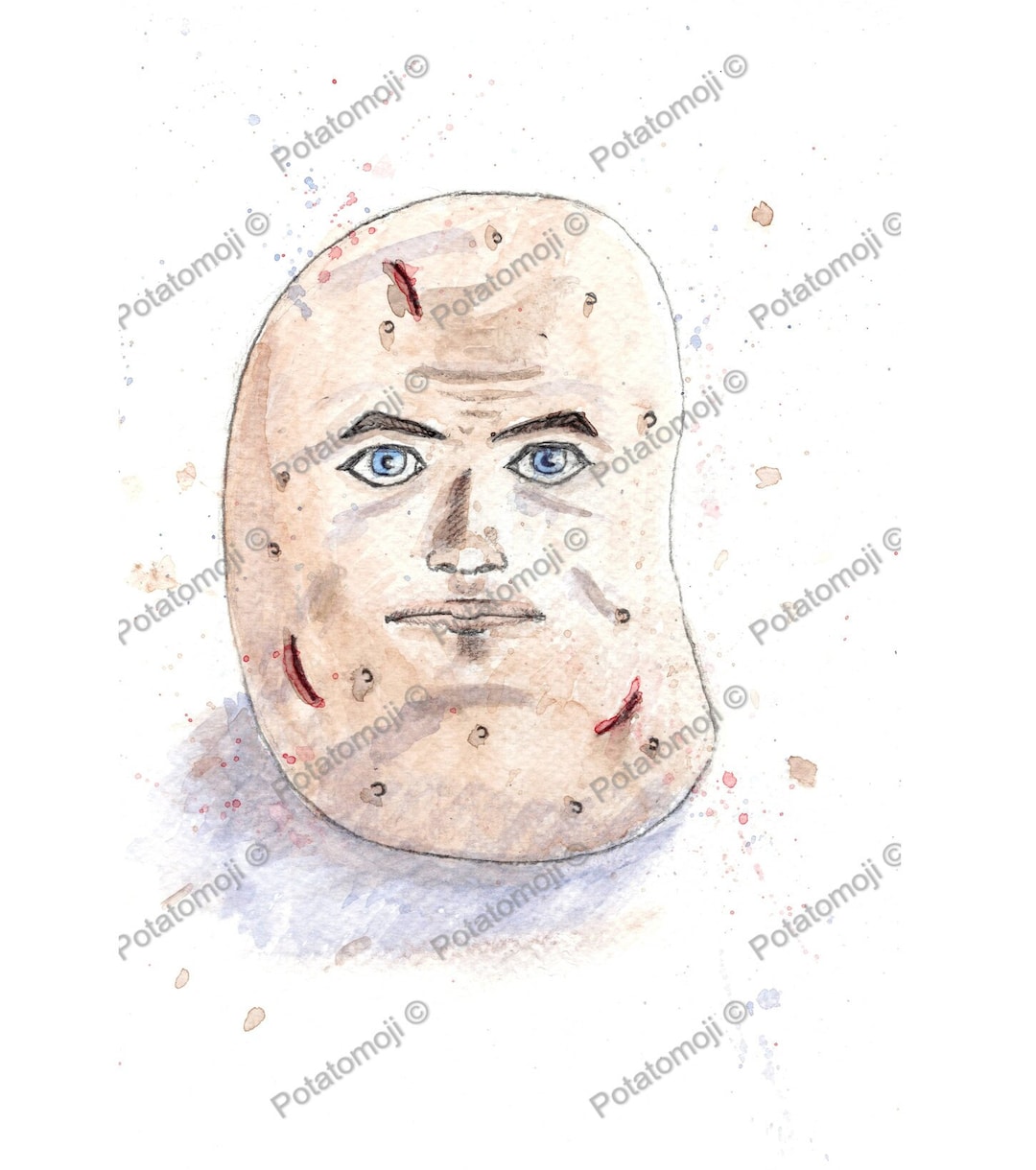 Potato Watercolor Art - Digital Download - Realistic Cursed Potato ...