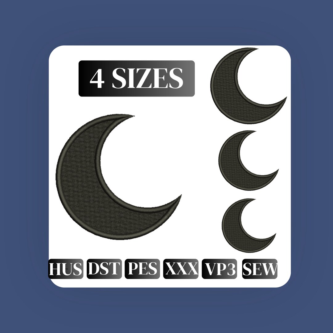 Moon Embroidery Design, Crescent Moon Embroidery Design, Tiny Moon ...