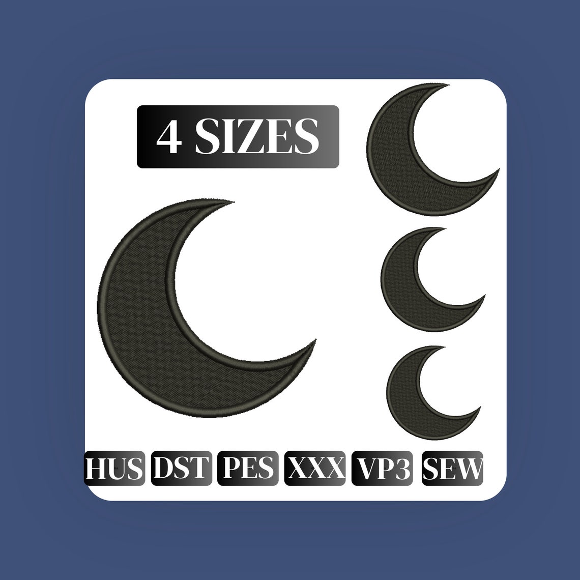 Moon Embroidery Design, Crescent Moon Embroidery Design, Tiny Moon ...