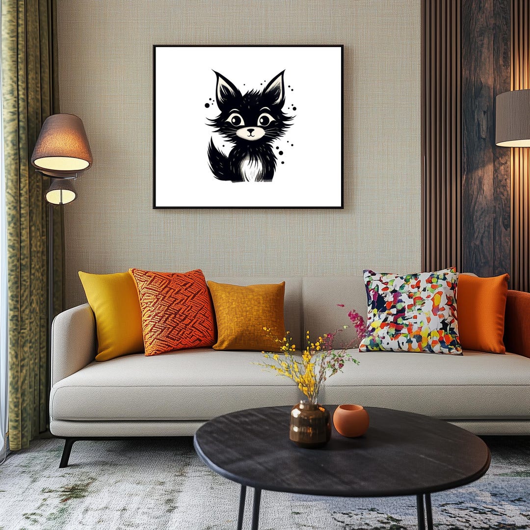 Ink Fox Design Illustration Digital Download PNG - Etsy