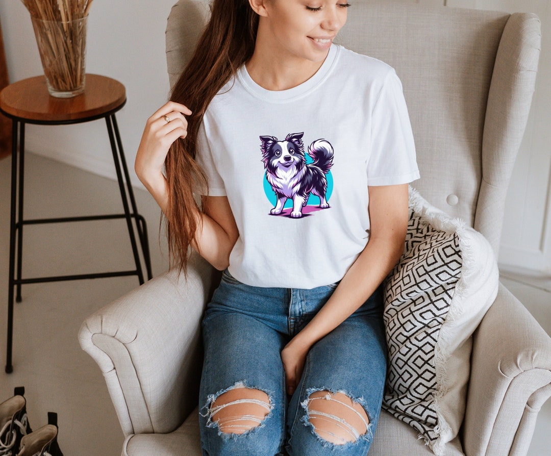 Vibrant Border Collie T-shirt / Radiant Puppy T-shirt / Collie Design ...