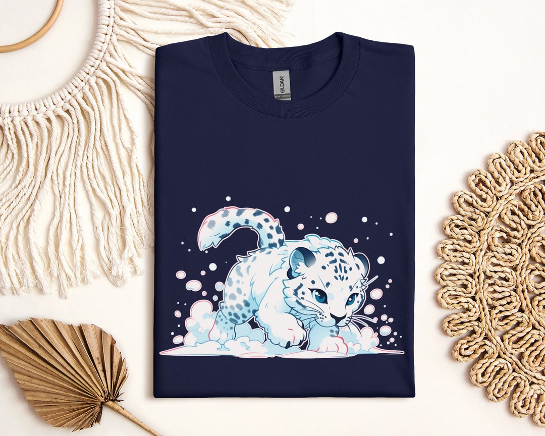 Cute Snow Leopard T Shirt, Adorable Snow Leopard Graphic Tee, Leopard ...