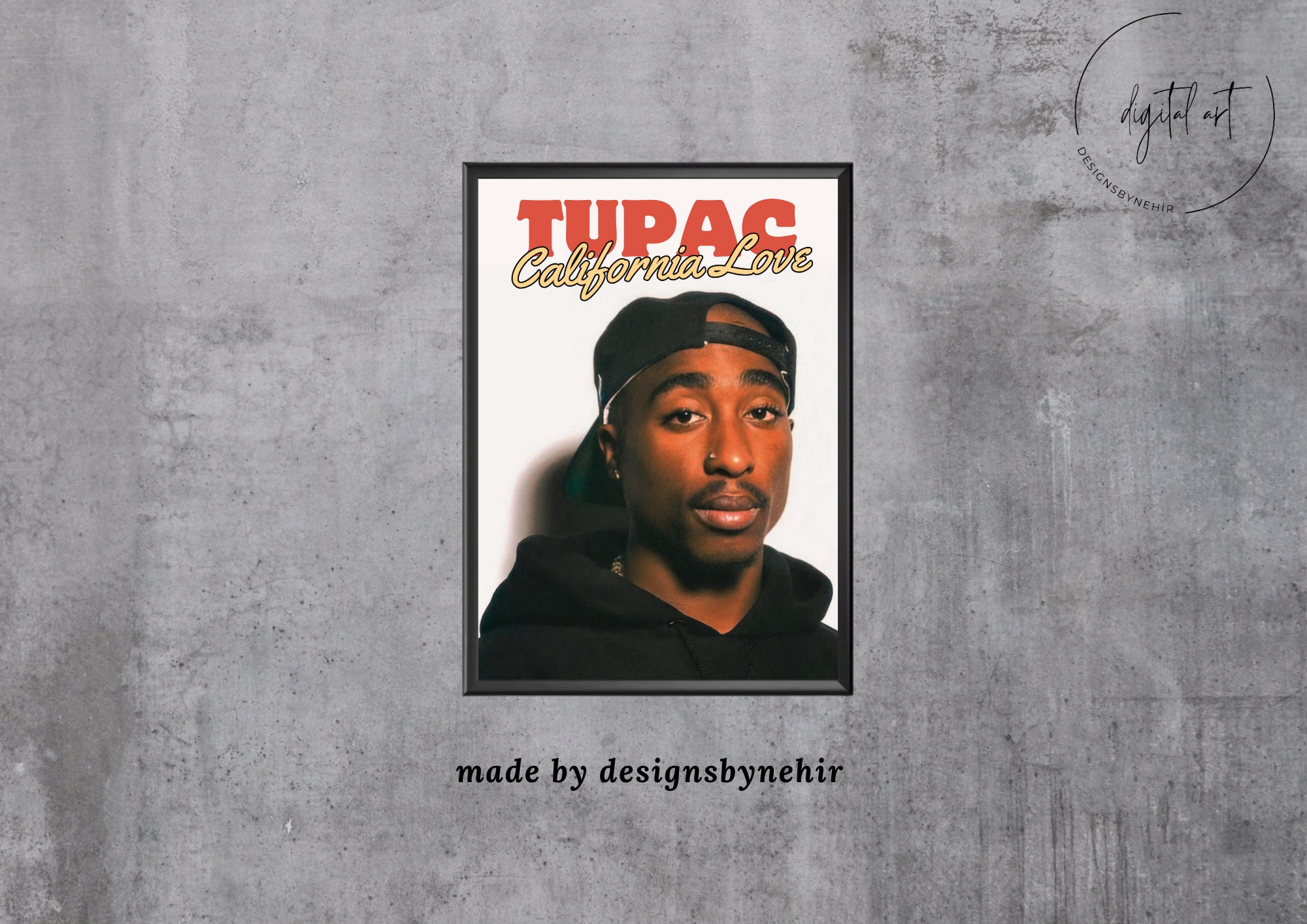 Tupac Poster Retro Tupac Poster Retro Rapper Poster Digital Rapper ...