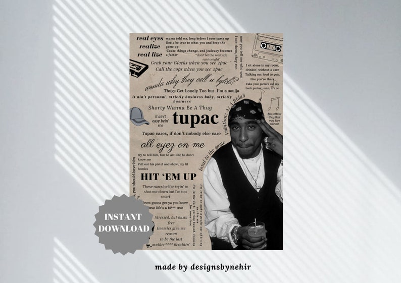 2pac Poster Rapper Poster Tupac Shakur Poster Hip Hop - Etsy Israel
