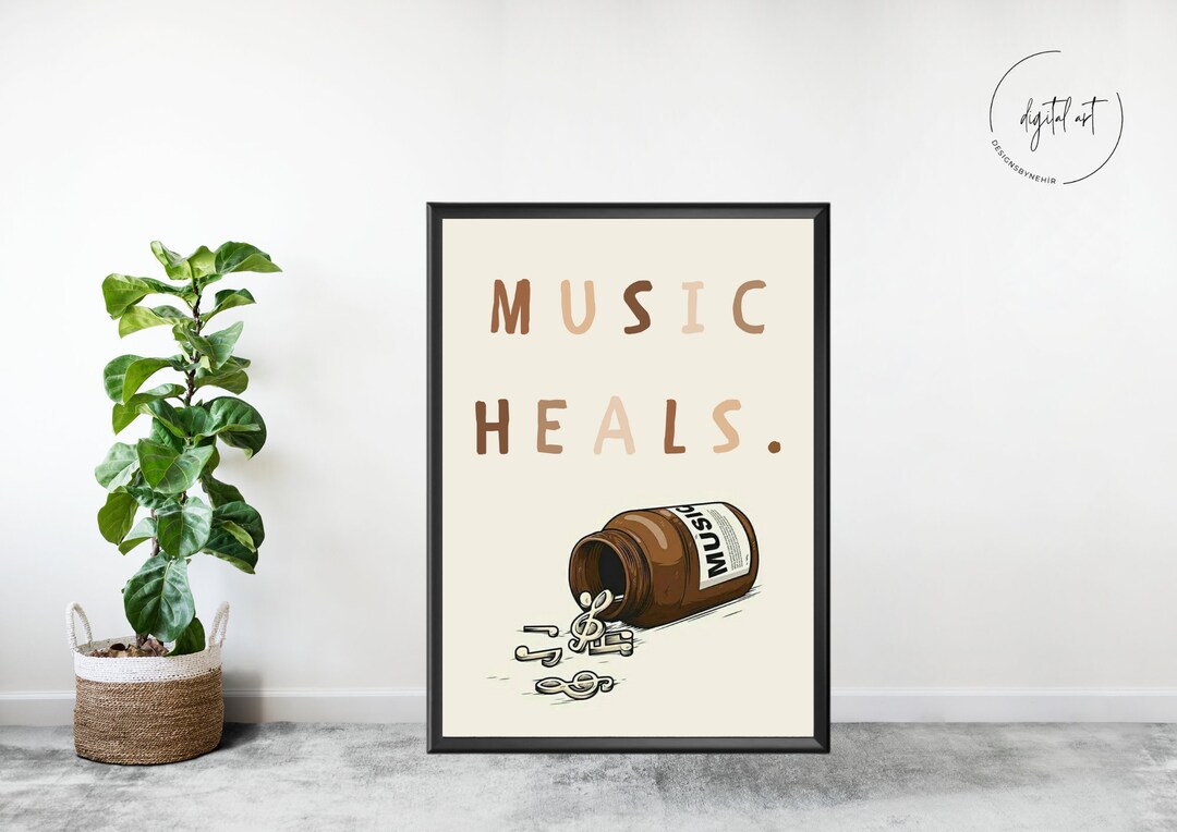 Music Heals Poster, Music Poster, Digital Poster, Modern Home Decor ...