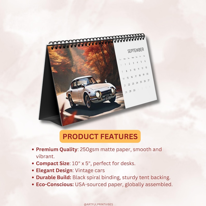 Desk Calendar 2025 Retro Vintage Cars Calendar Classic Car Art Car ...