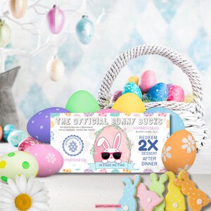 Printable Easter Bunny Bucks Easter Egg Hunt Reward Coupons Prefilled ...
