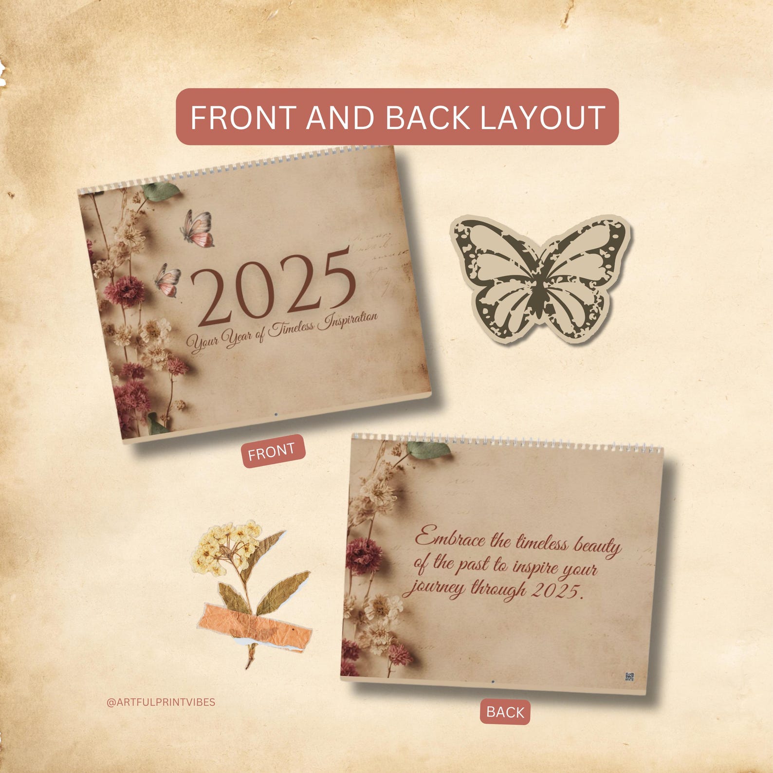 2025 Wall Calendar Vintage Inspired Watercolor Design Antique Aesthetic ...