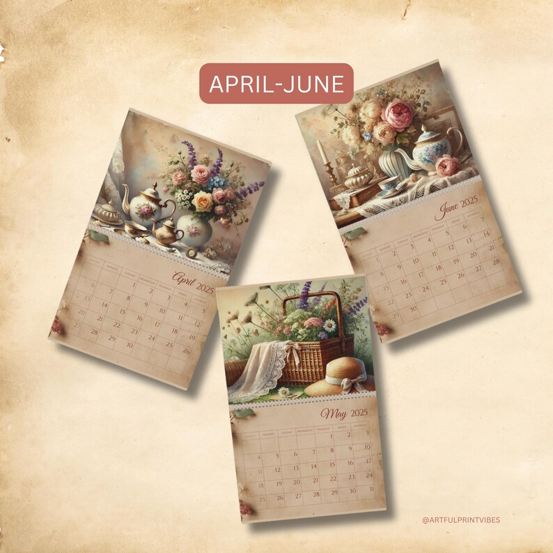 2025 Wall Calendar Vintage Inspired Watercolor Design Antique Aesthetic ...