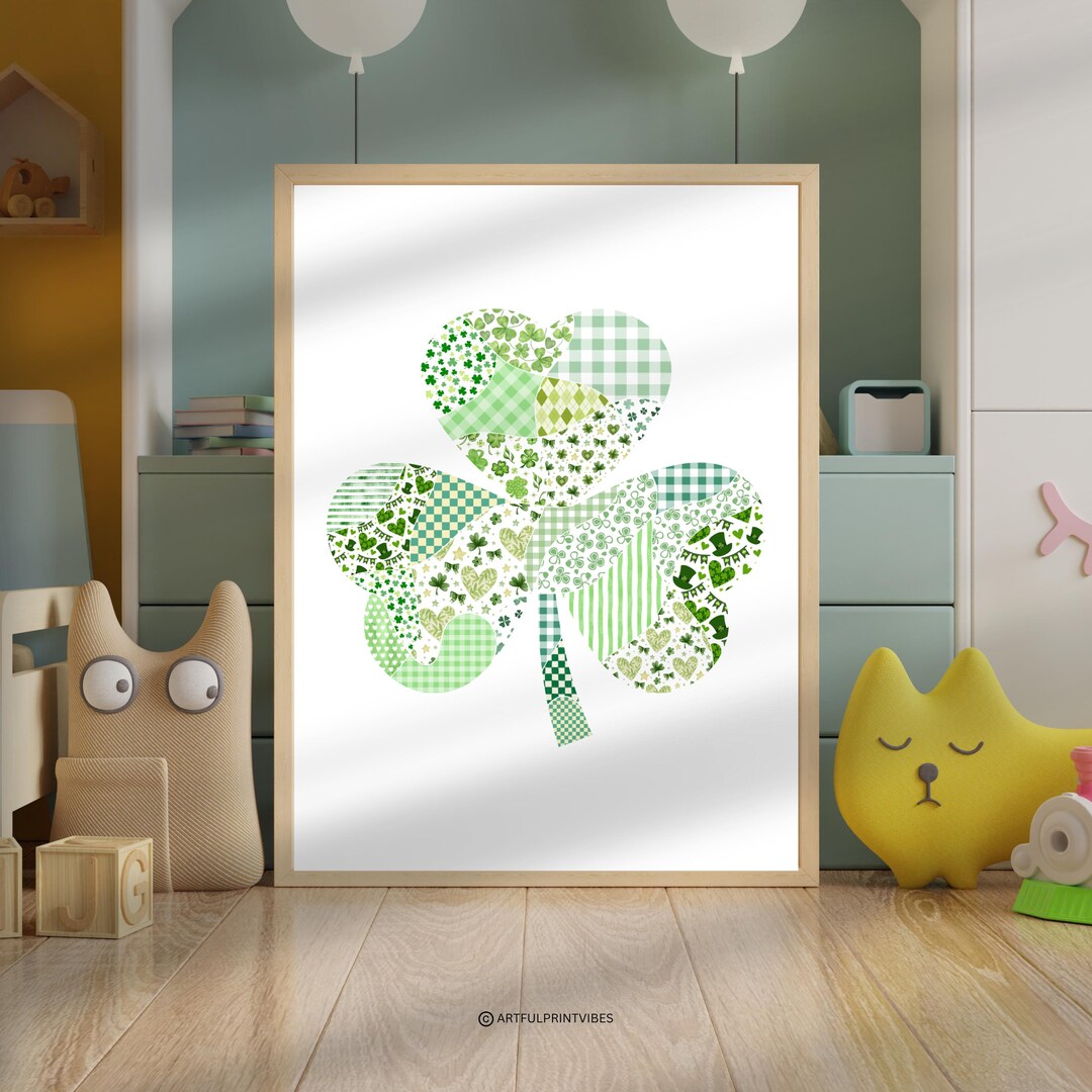 St Patricks Day Wall Art Printable Shamrock Wall Art Decor Lucky Clover ...
