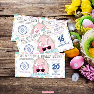 Printable Easter Bunny Bucks Easter Egg Hunt Reward Coupons Prefilled ...